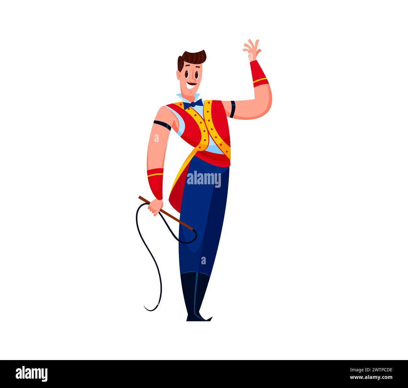 Cartoon shapito circus tamer character. Isolated vector brave animal ...