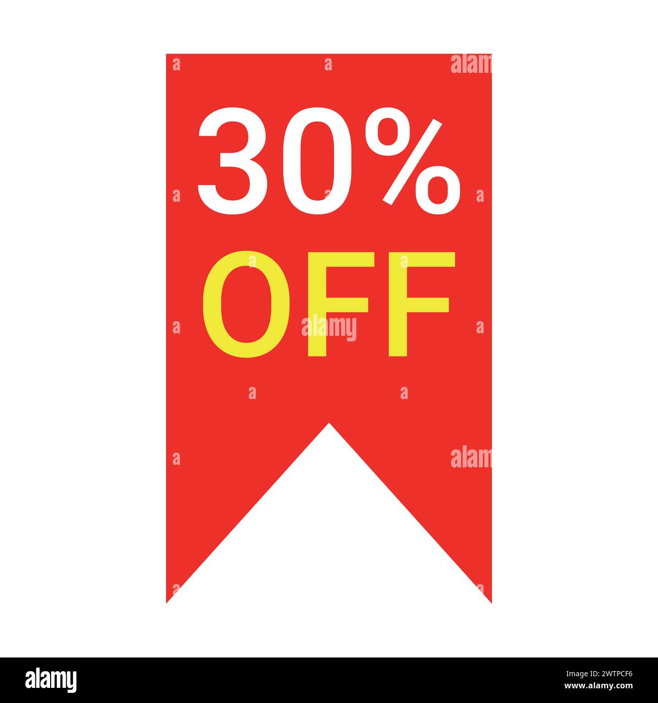 red 30 percent discount label on white background Stock Vector Image ...