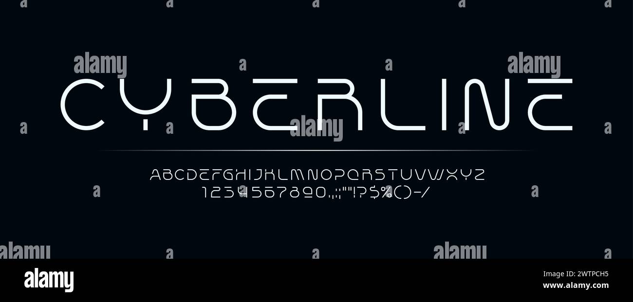 Science tech font, cyber typeface, digital type, modern english ...
