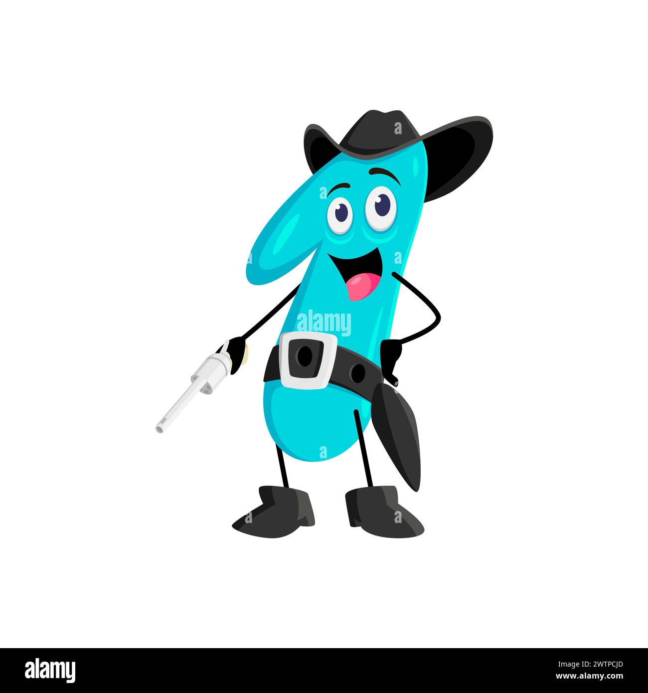 Cartoon math number one cowboy and ranger, sheriff, robber and bandit ...
