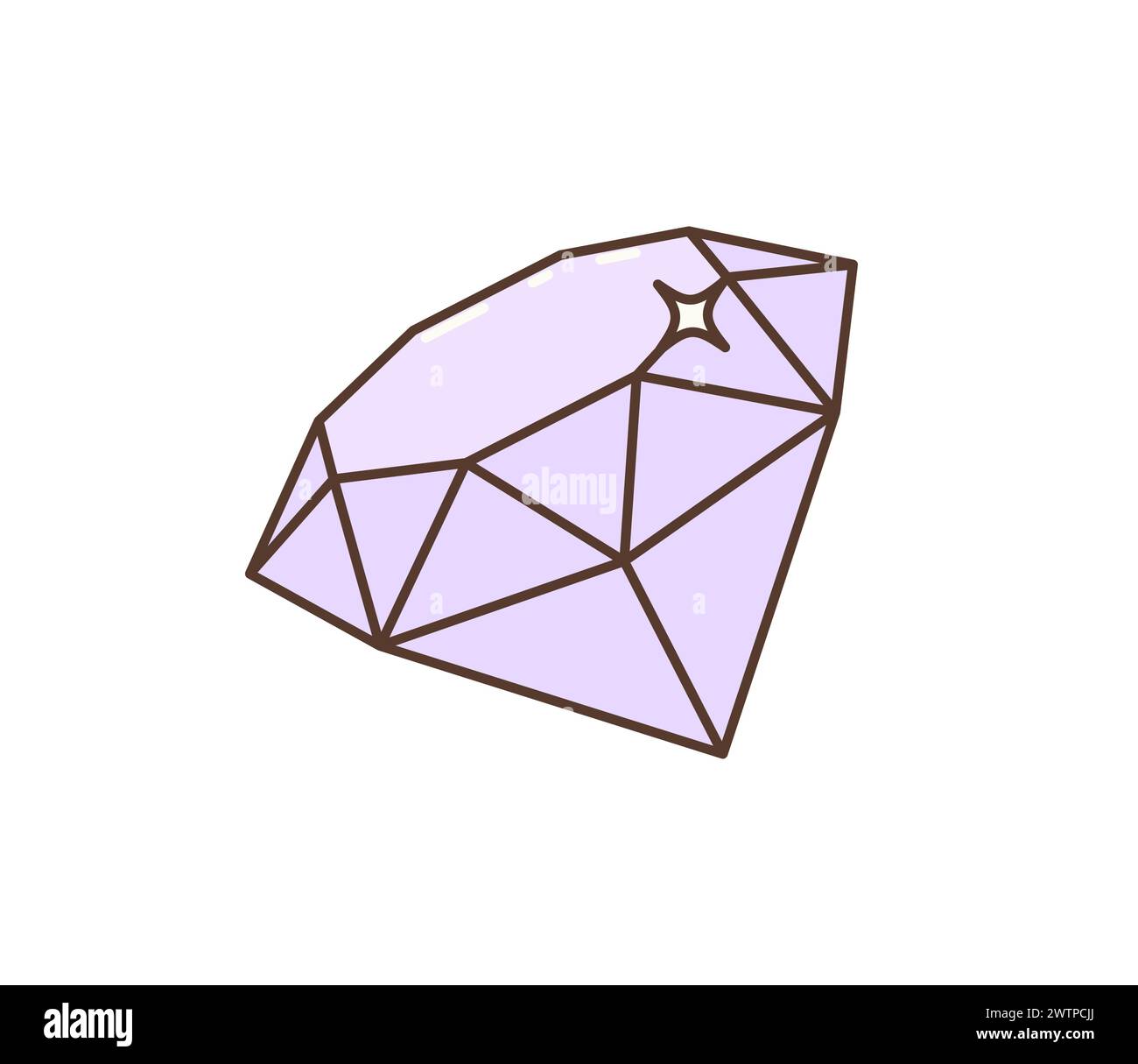 Groovy retro cartoon hippie gemstone diamond sparkling, vector 70s art ...