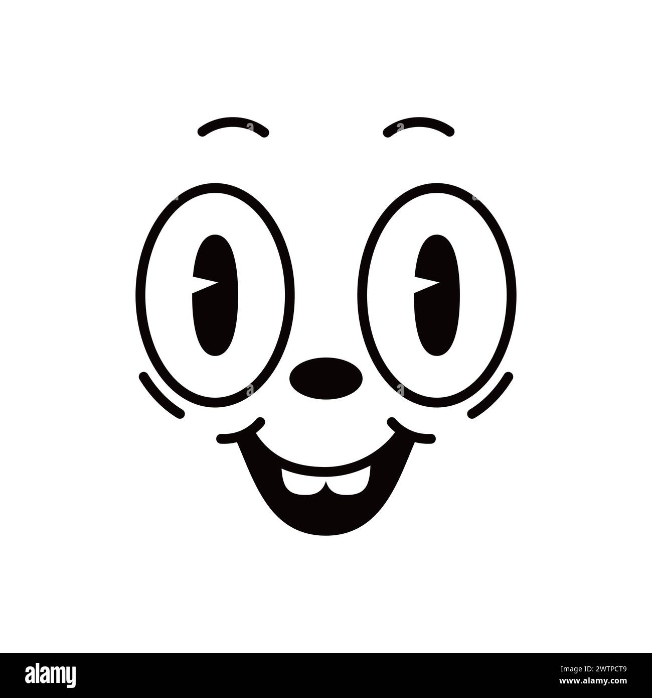 Groovie cartoon personage face emotion. Caricature cute personage face, groovie happy smiling ...