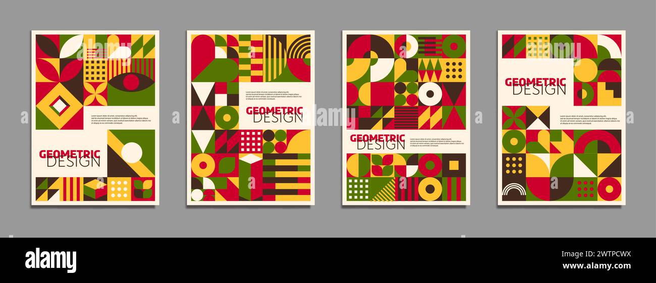 Abstract modern posters with mexican motif of geometric pattern. Yellow ...