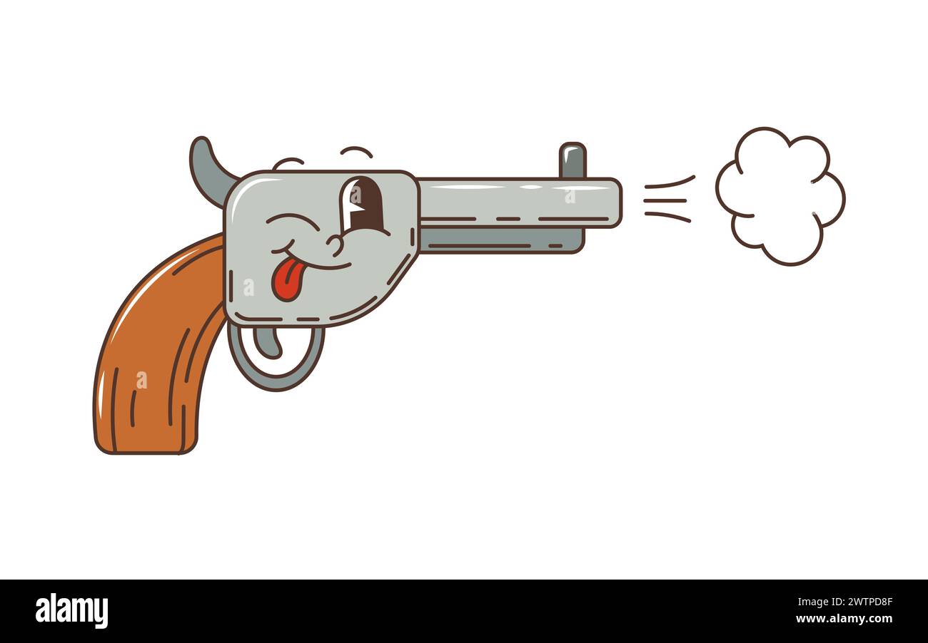 Wild west western gun groovy character. Isolated vector retro cowboy ...