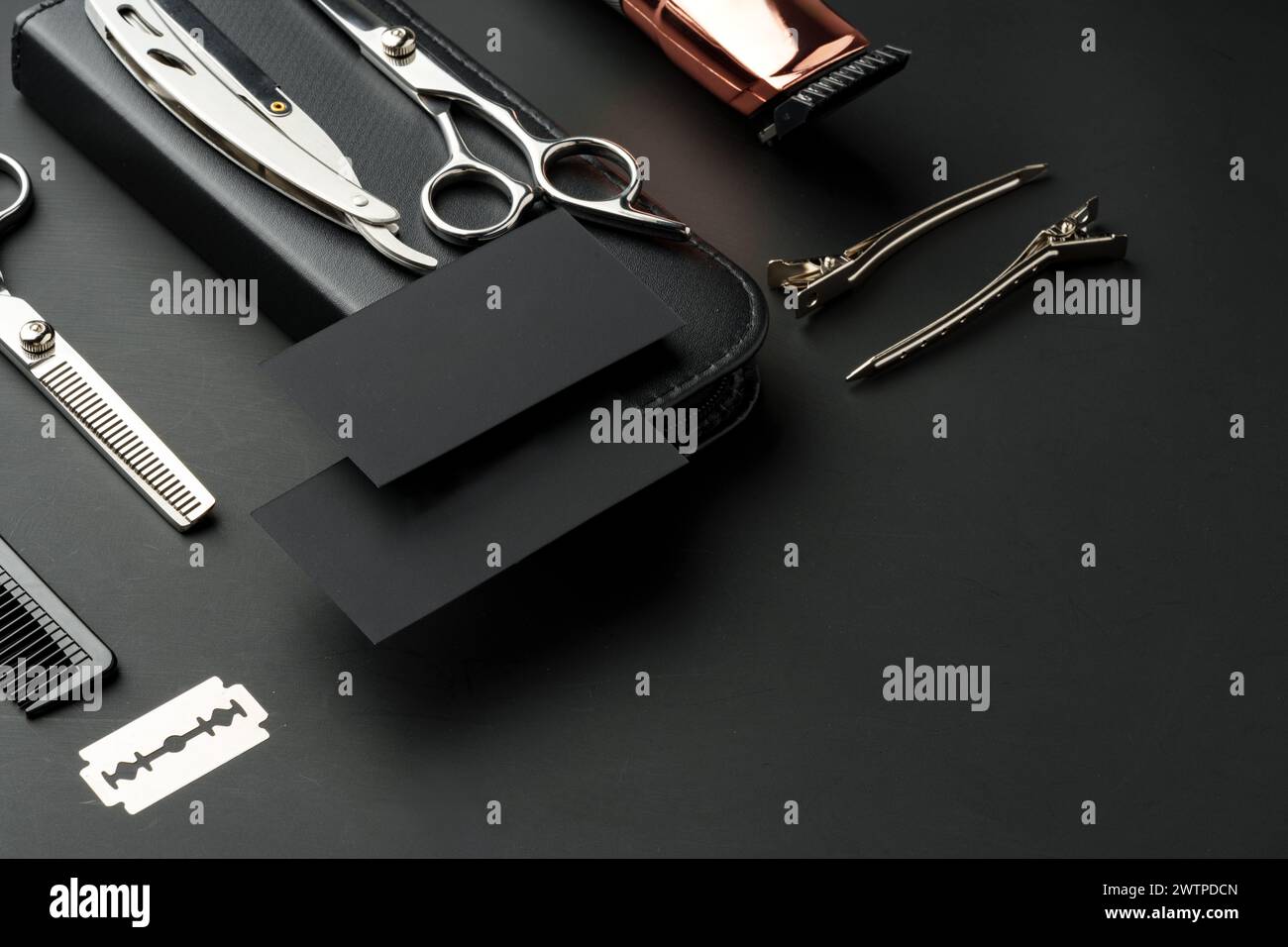 Tools for barbershop on black background studio shot Stock Photo - Alamy
