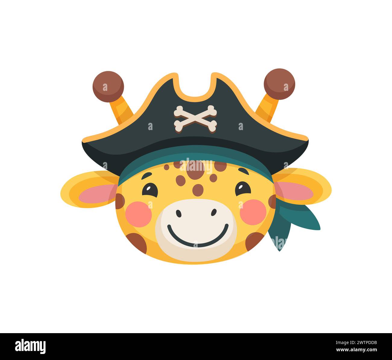 Cartoon giraffe animal pirate and corsair. Sailor, skipper and ...