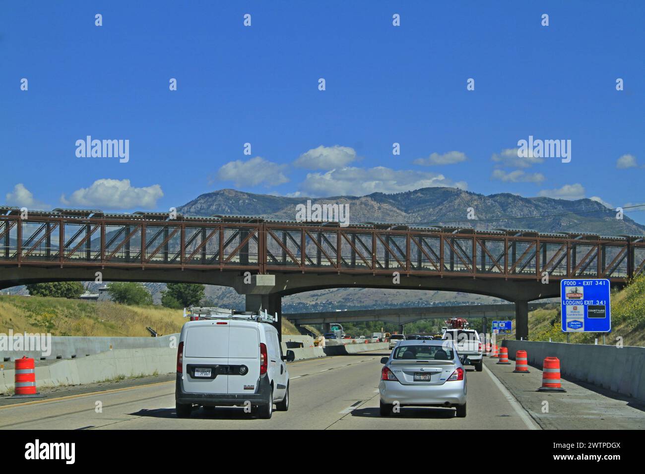 Utah Highway Bee Hive 97 Highway at exit 341 with Mountains Stock Photo ...