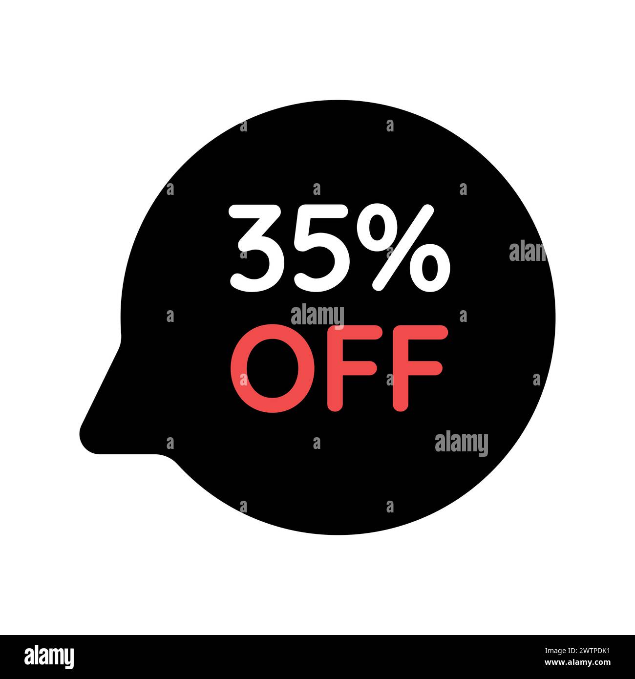 black 35 percent discount tag on white background Stock Vector Image ...