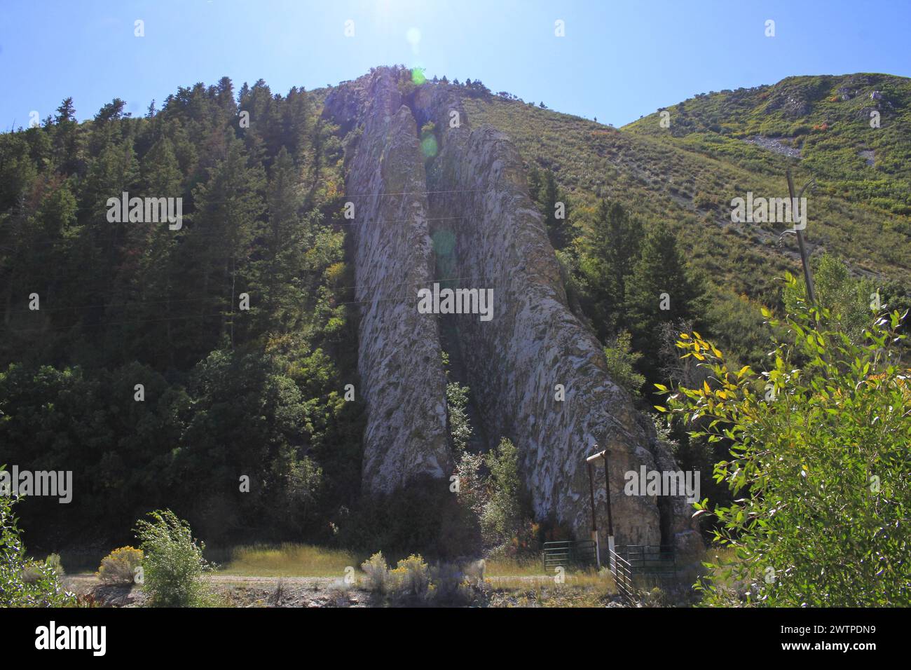 Devil Slide that's in Weber Canyon Utah with blue sky outdoors Stock ...