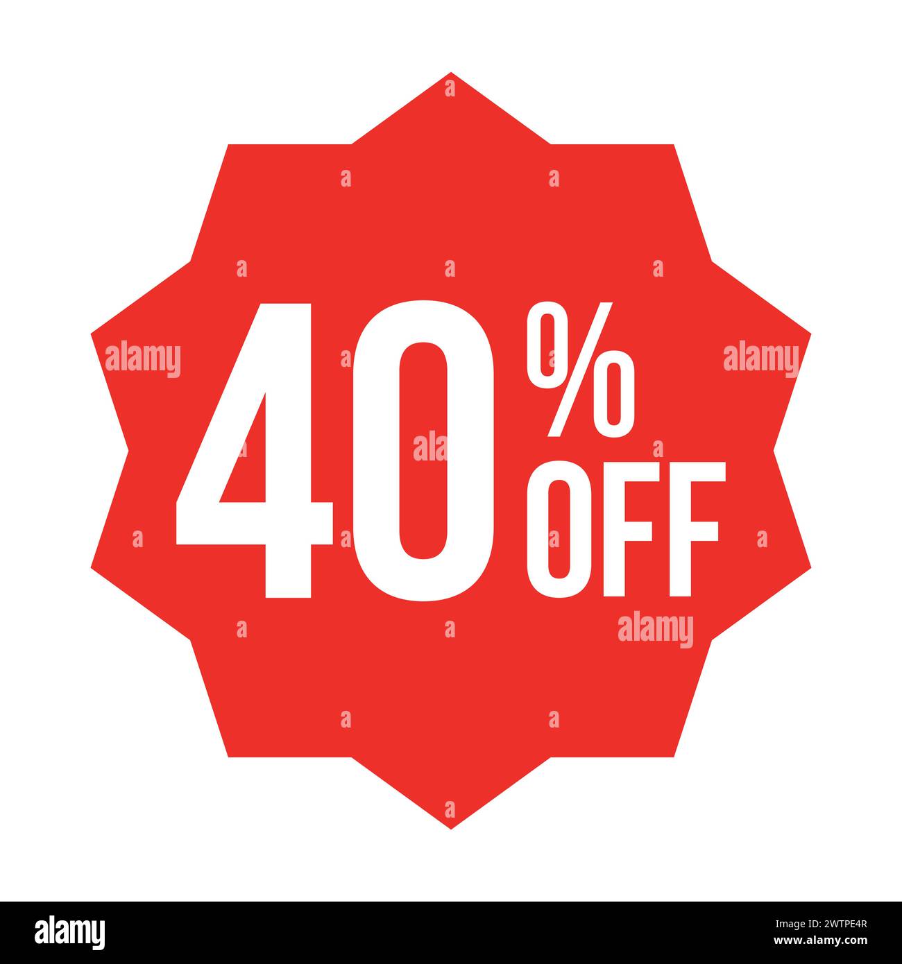 red 40 percent discount label on white background Stock Vector Image ...