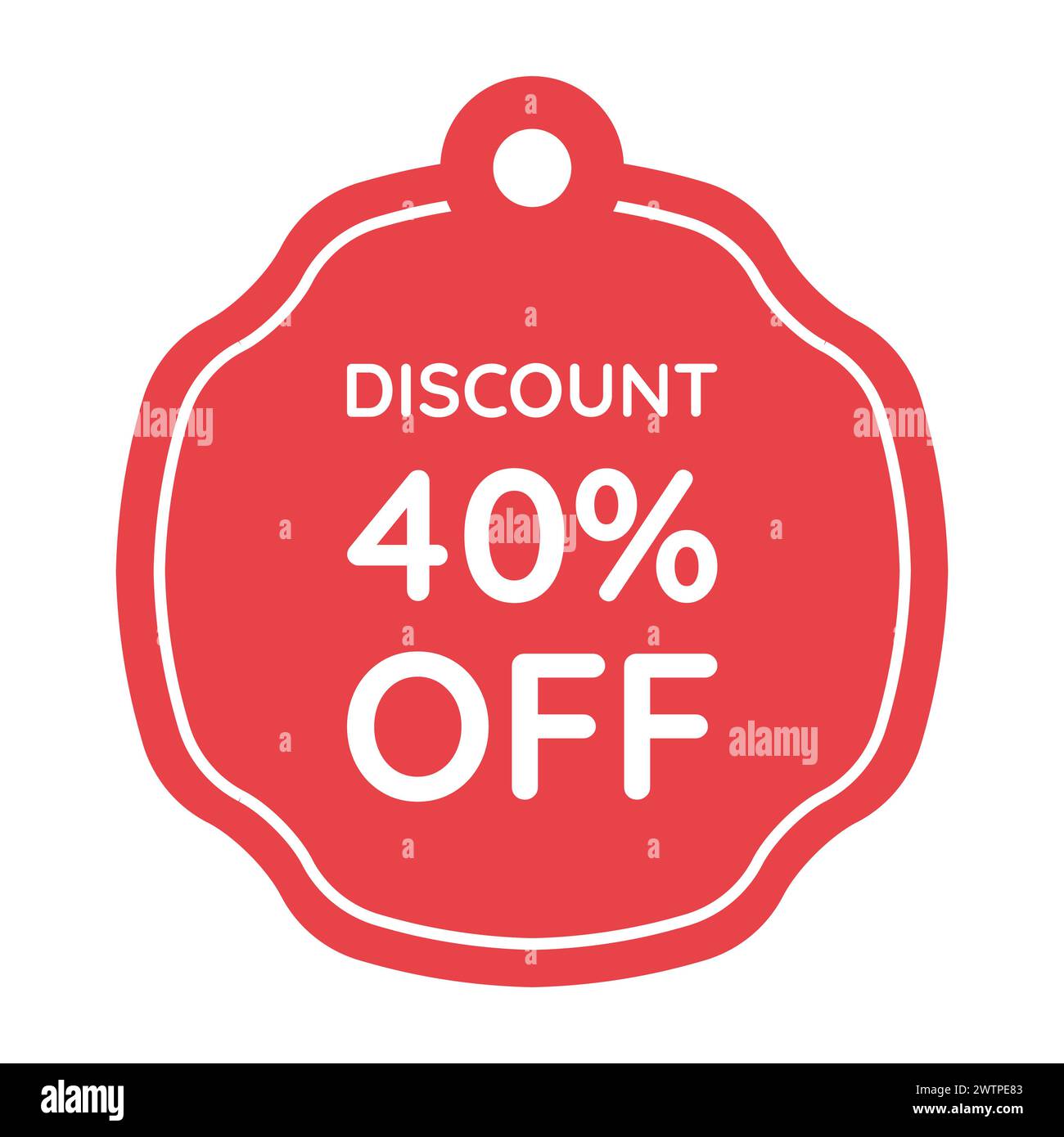 red 40 percent discount label on white background Stock Vector Image ...