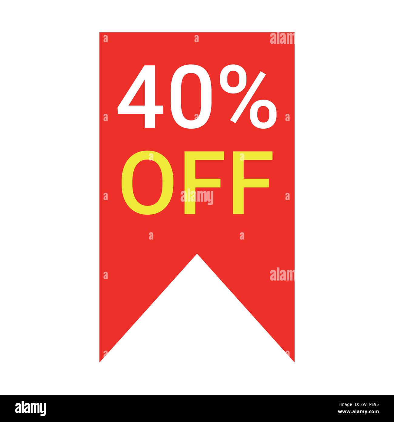 red 40 percent discount label on white background Stock Vector Image ...