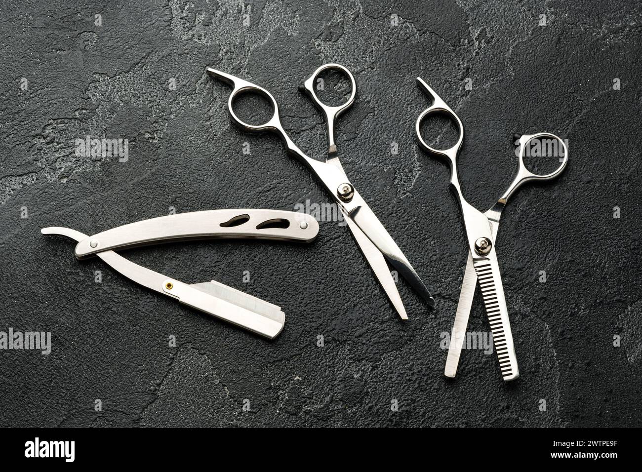 Tools for barbershop on black background studio shot Stock Photo - Alamy