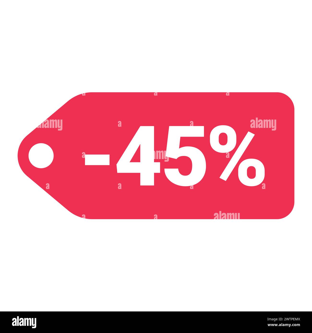 red 45 percent discount label on white background Stock Vector Image ...