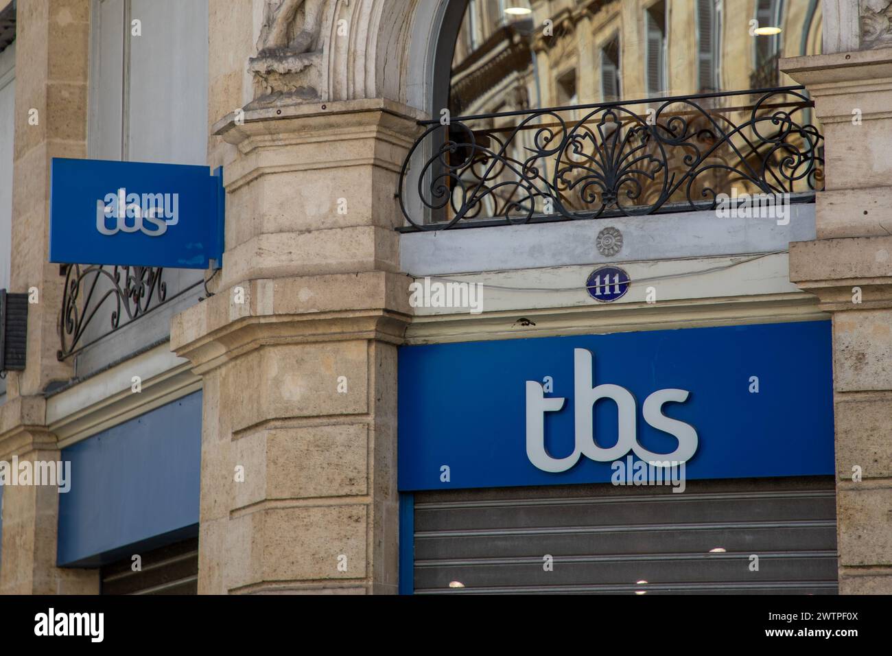 Bordeaux , France - 03 12 2024 : TBS sign logo and text brand front ...