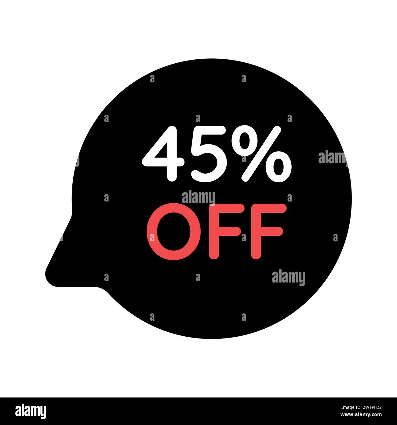 black 45 percent discount tag on white background Stock Vector Image ...