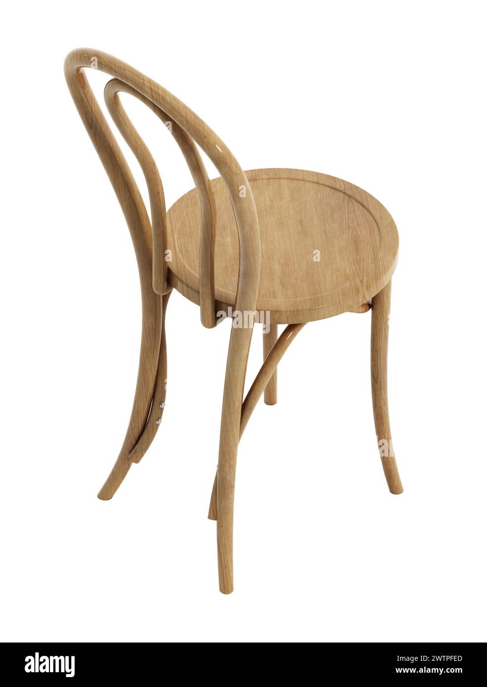 A traditional wooden kitchen chair isolated on white background. 3D ...