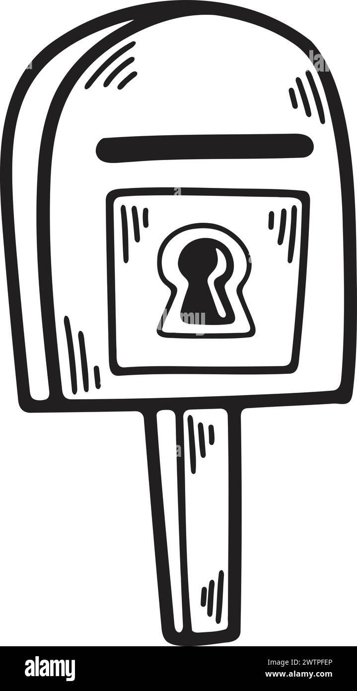 Hand Drawn vintage postal box in flat style isolated on background ...