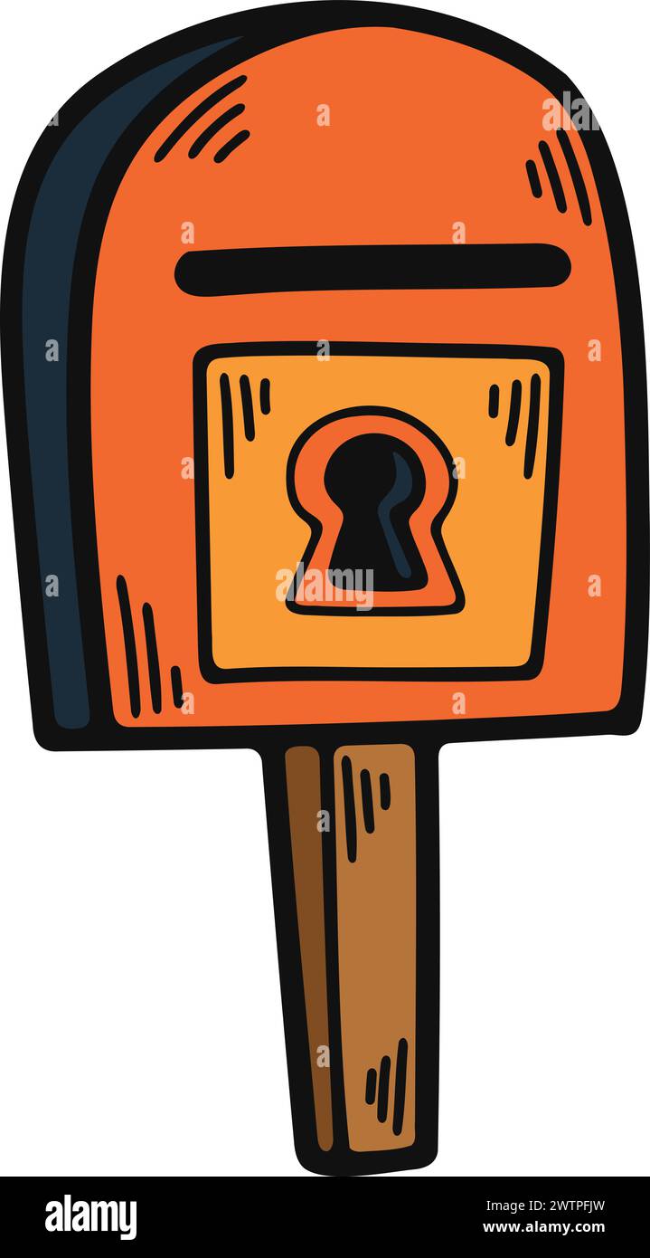 Hand Drawn vintage postal box in flat style isolated on background ...