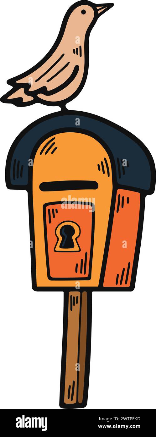 Hand Drawn vintage postal box in flat style isolated on background ...