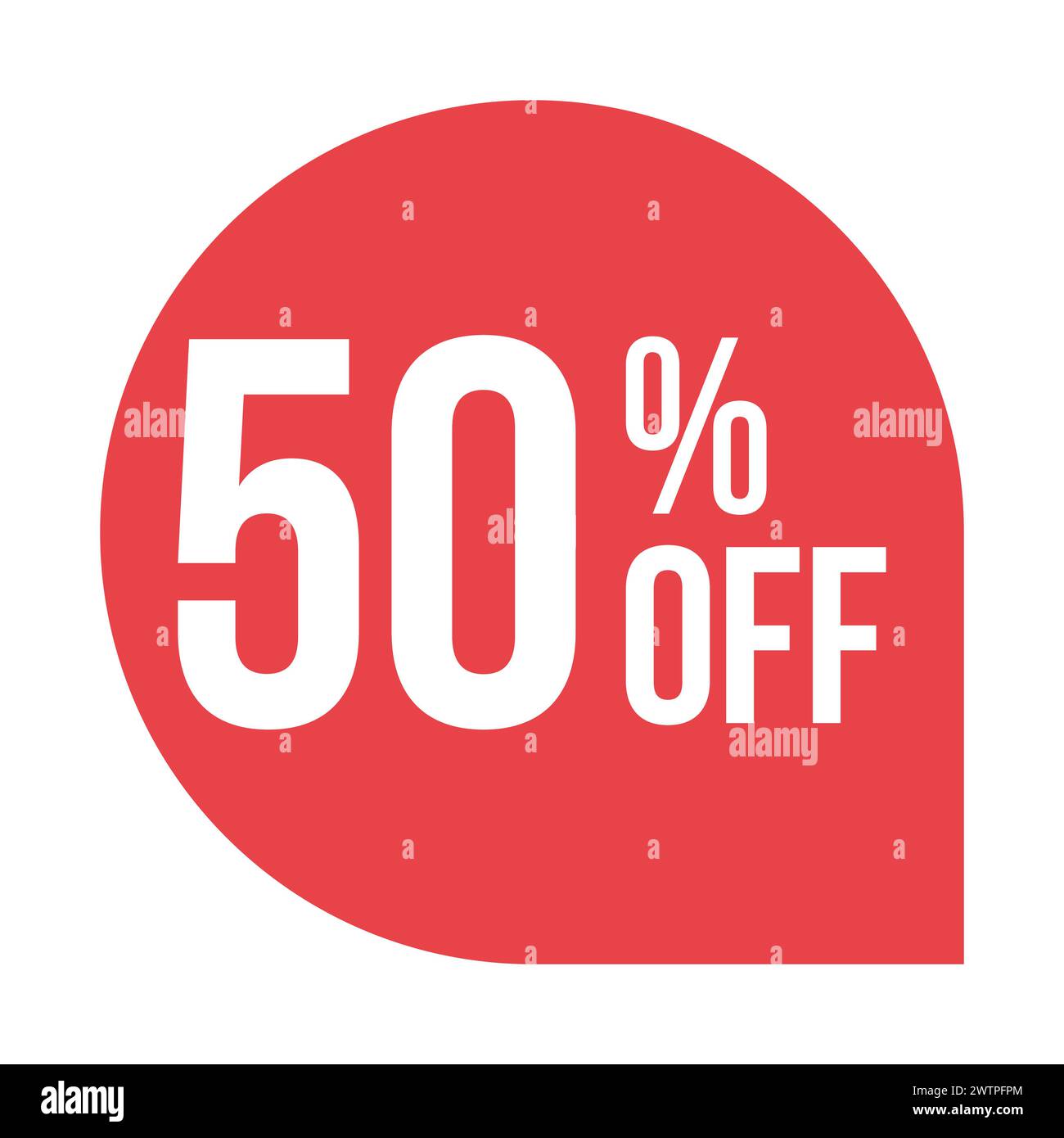 red 50 percent discount label on white background Stock Vector Image ...