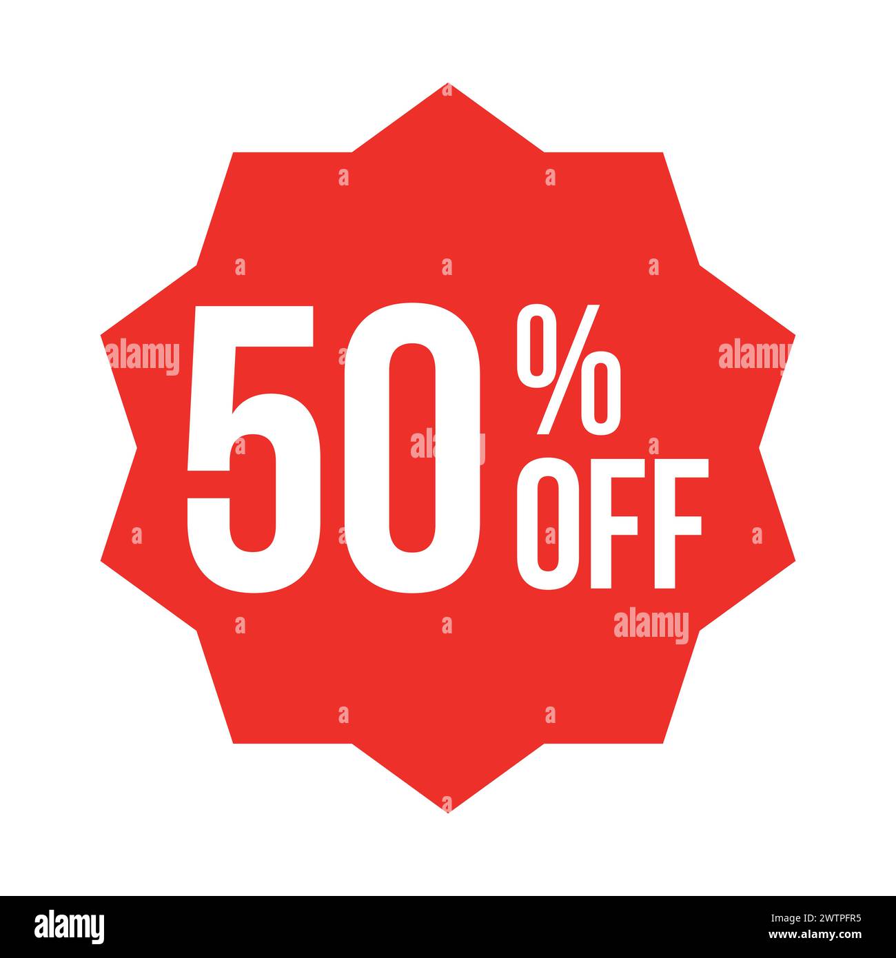 red 50 percent discount label on white background Stock Vector Image ...