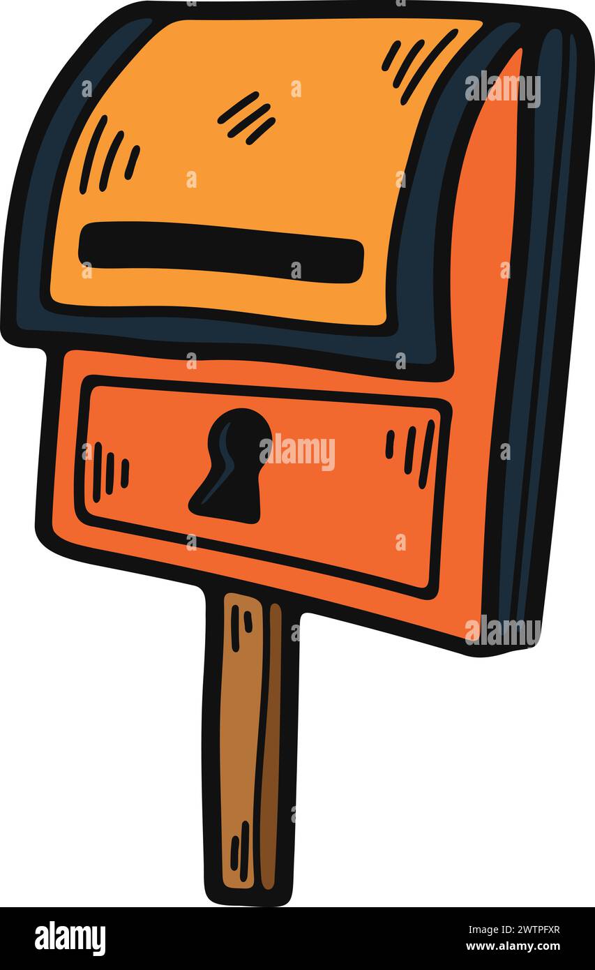 Hand Drawn vintage postal box in flat style isolated on background ...