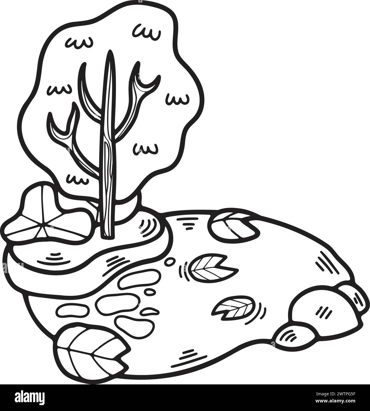 Hand Drawn natural island in flat style isolated on background Stock ...