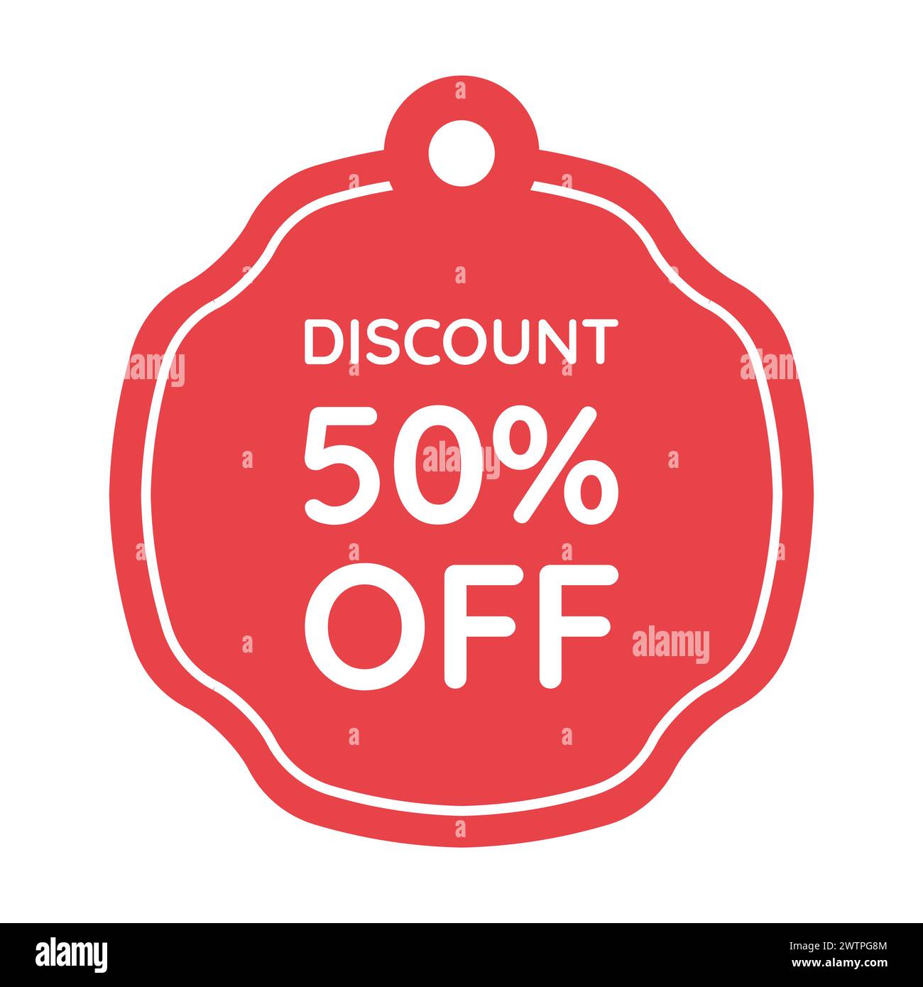 red 50 percent discount label on white background Stock Vector Image ...