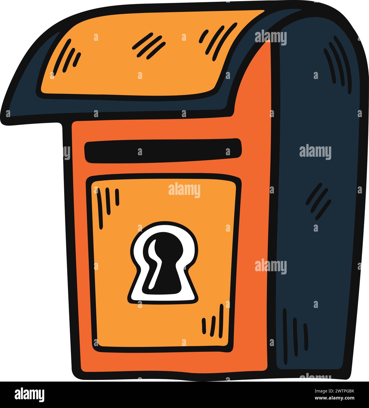 Hand Drawn vintage postal box in flat style isolated on background ...