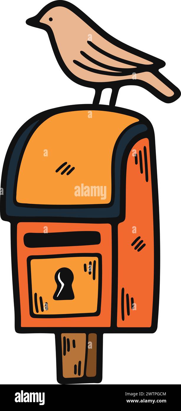 Hand Drawn vintage postal box in flat style isolated on background ...