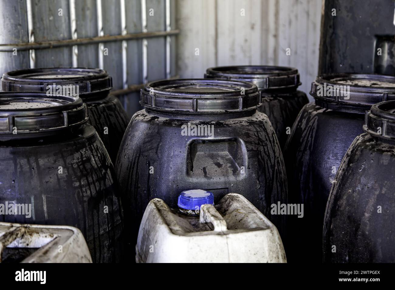 Detail of dirty and used oil, pollution and destruction of the ...