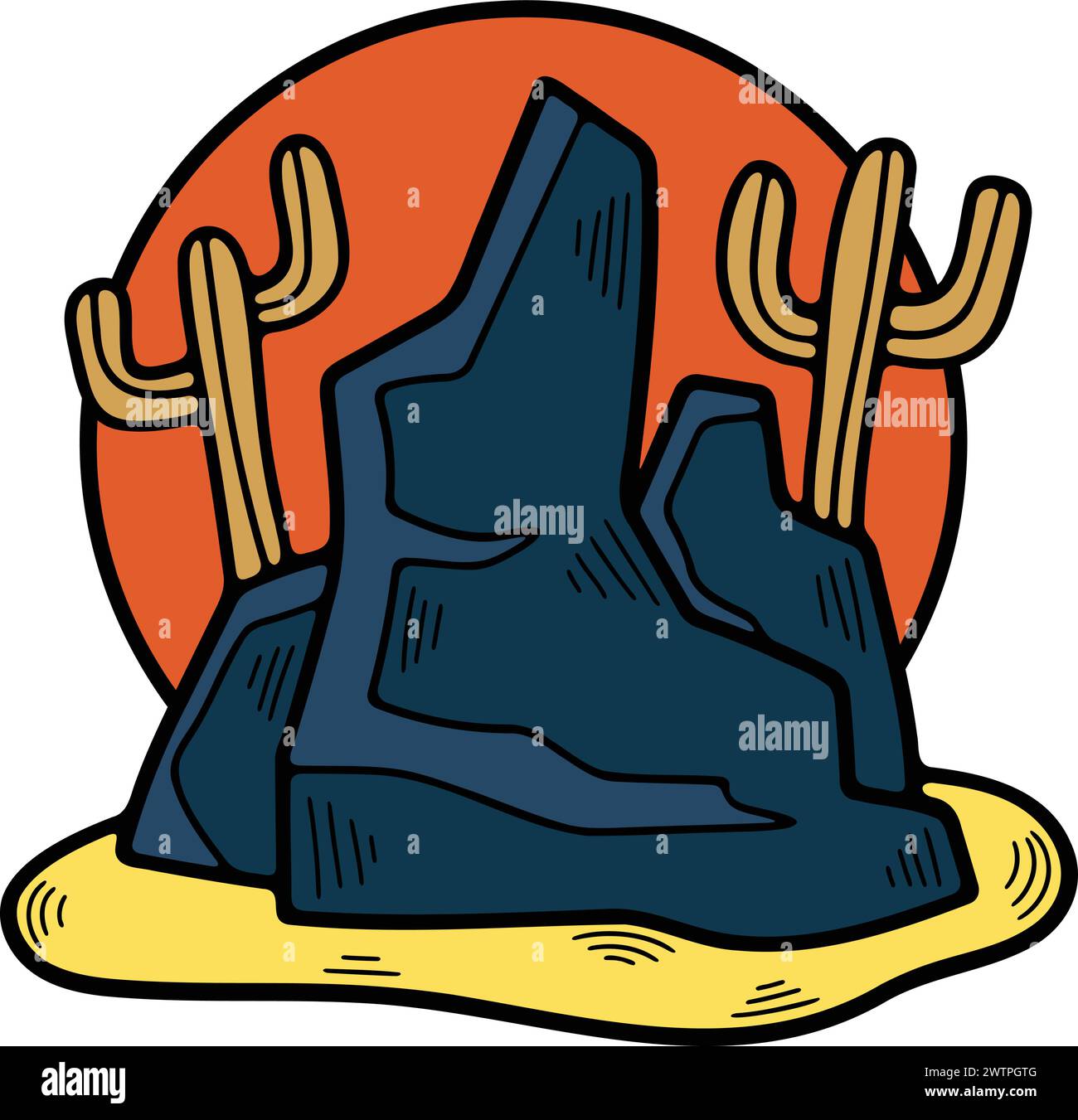 Hand Drawn natural island in flat style isolated on background Stock ...