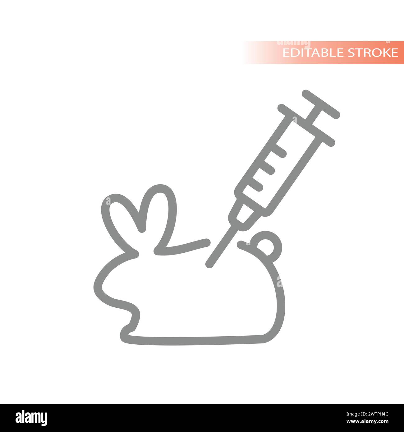 Animal testing and drug trial vector icon. Rabbit and syringe outline ...