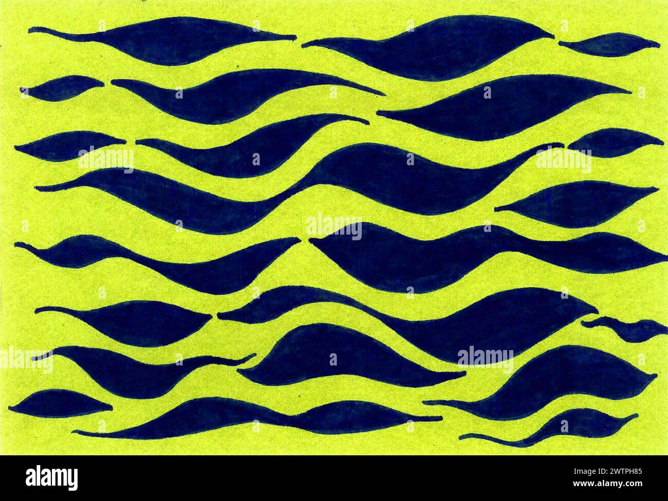 Abstract horizontal background. Blue wavy stripes of different shapes ...
