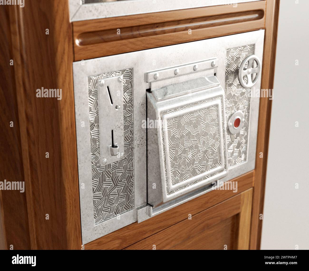 A vintage construction themed art-deco claw grabber vending machine ...