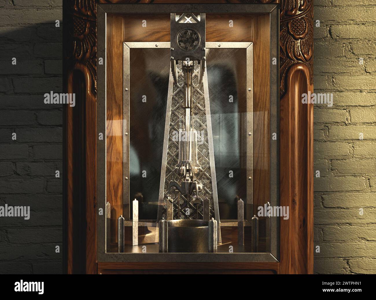 A vintage construction themed art-deco claw grabber vending machine ...