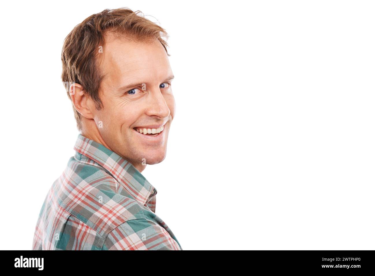 Happy, portrait and creative man in studio with confidence or pride in ...