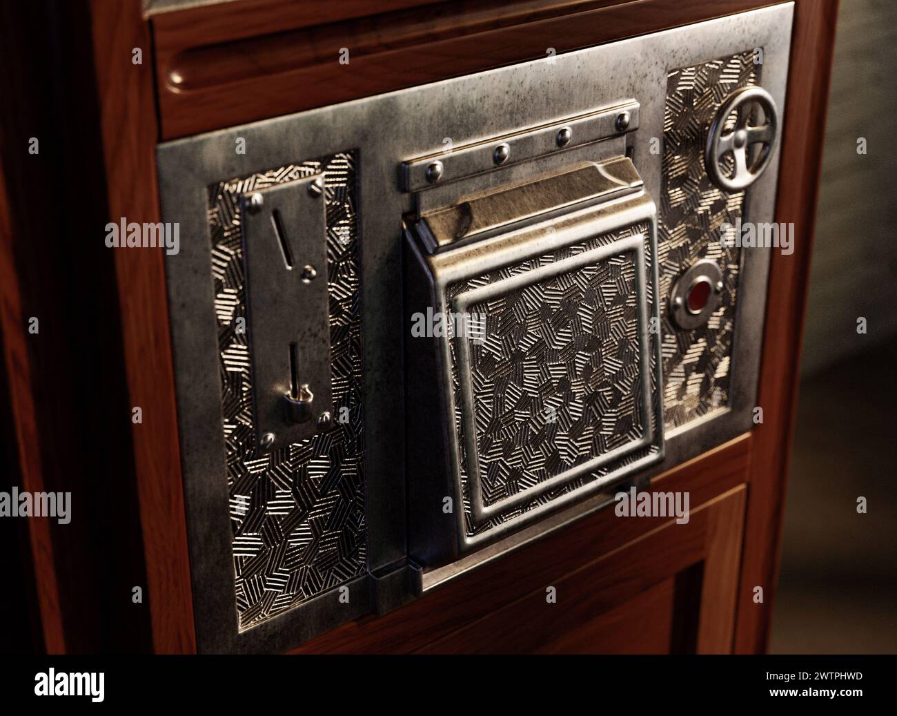 A vintage construction themed art-deco claw grabber vending machine ...