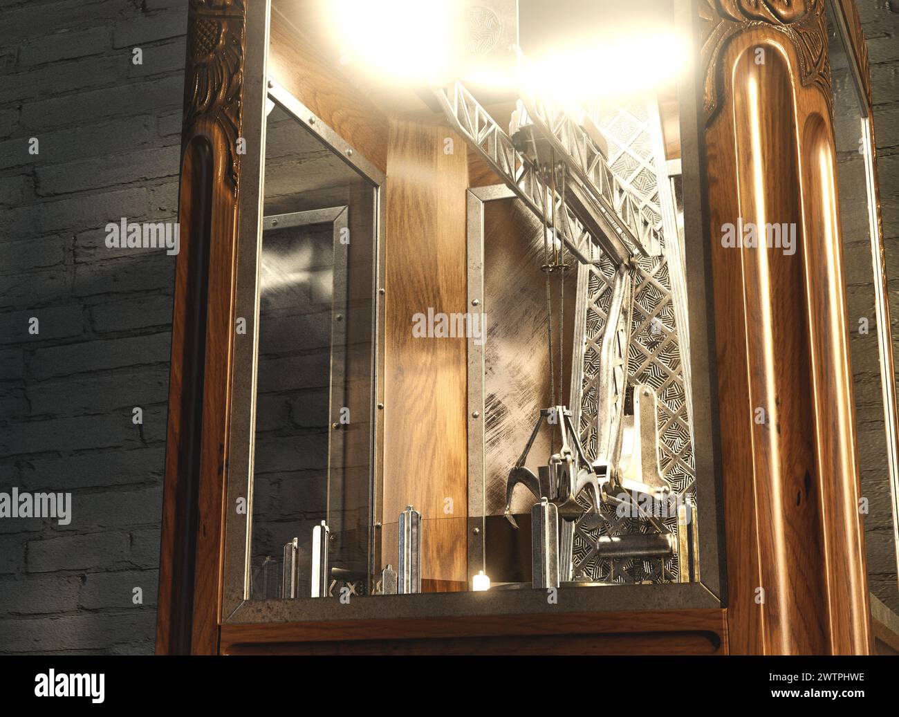 A vintage construction themed art-deco claw grabber vending machine ...