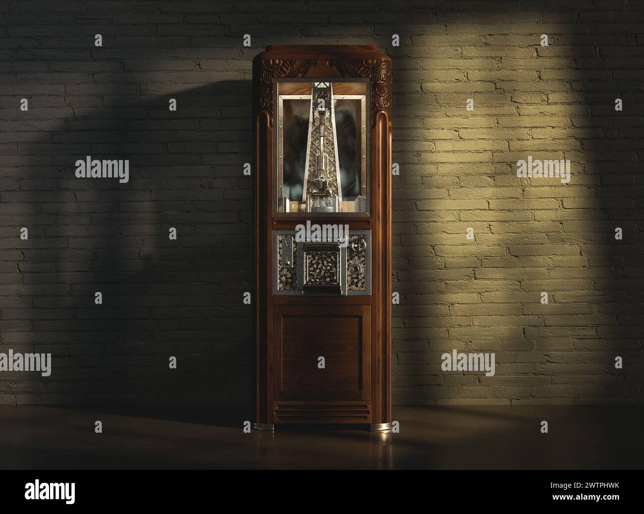 A vintage construction themed art-deco claw grabber vending machine ...