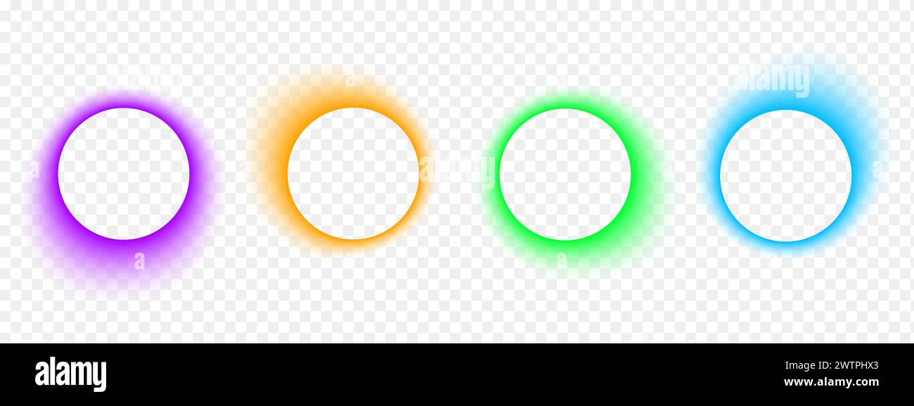 Set of blurry round frames. Circle shapes with purple, orange, blue and ...