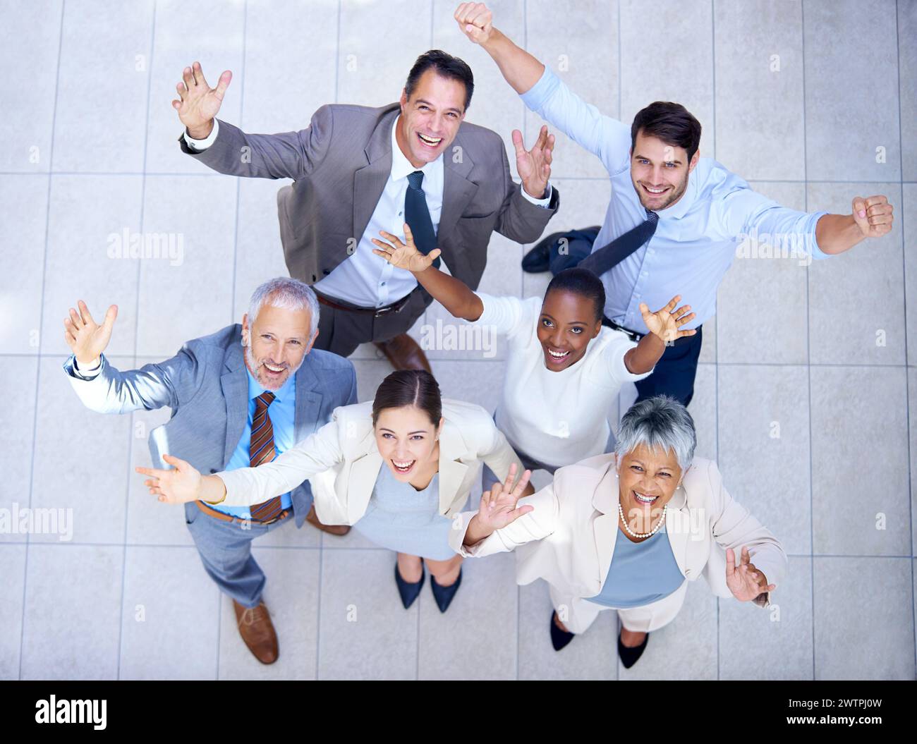 Portrait, business people and happiness for good job, teamwork or ...