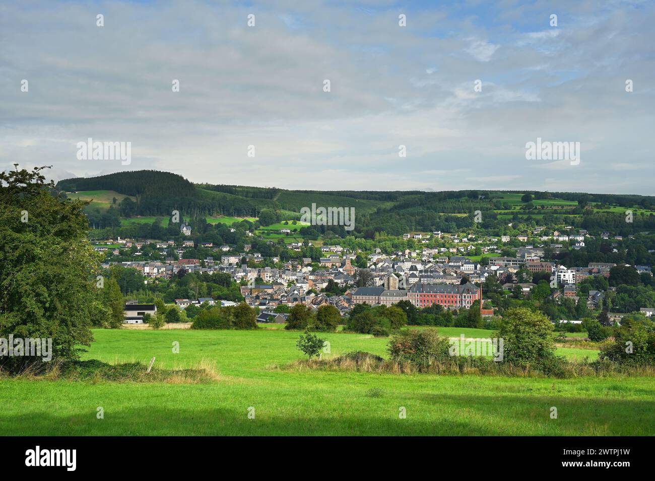 Panorama on the Abbey of Stavelot in the Belgian Ardennes Stock Photo ...