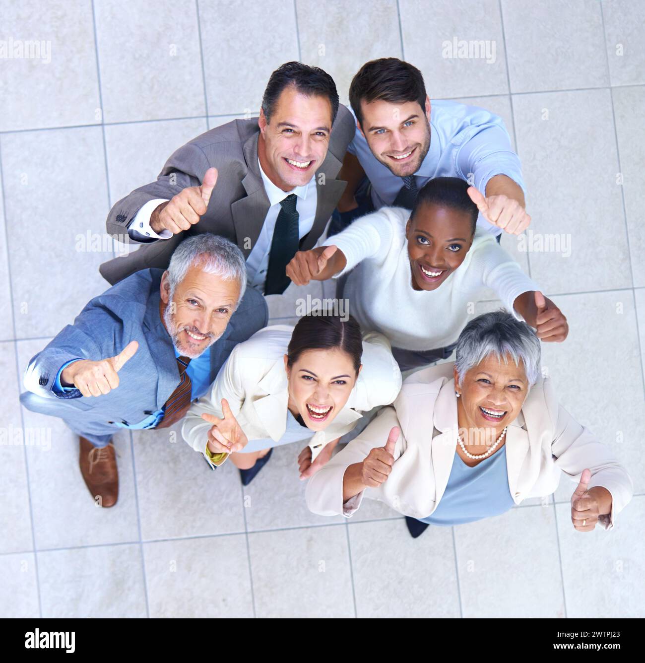 Portrait, business people and thumbs up for good job, teamwork or ...