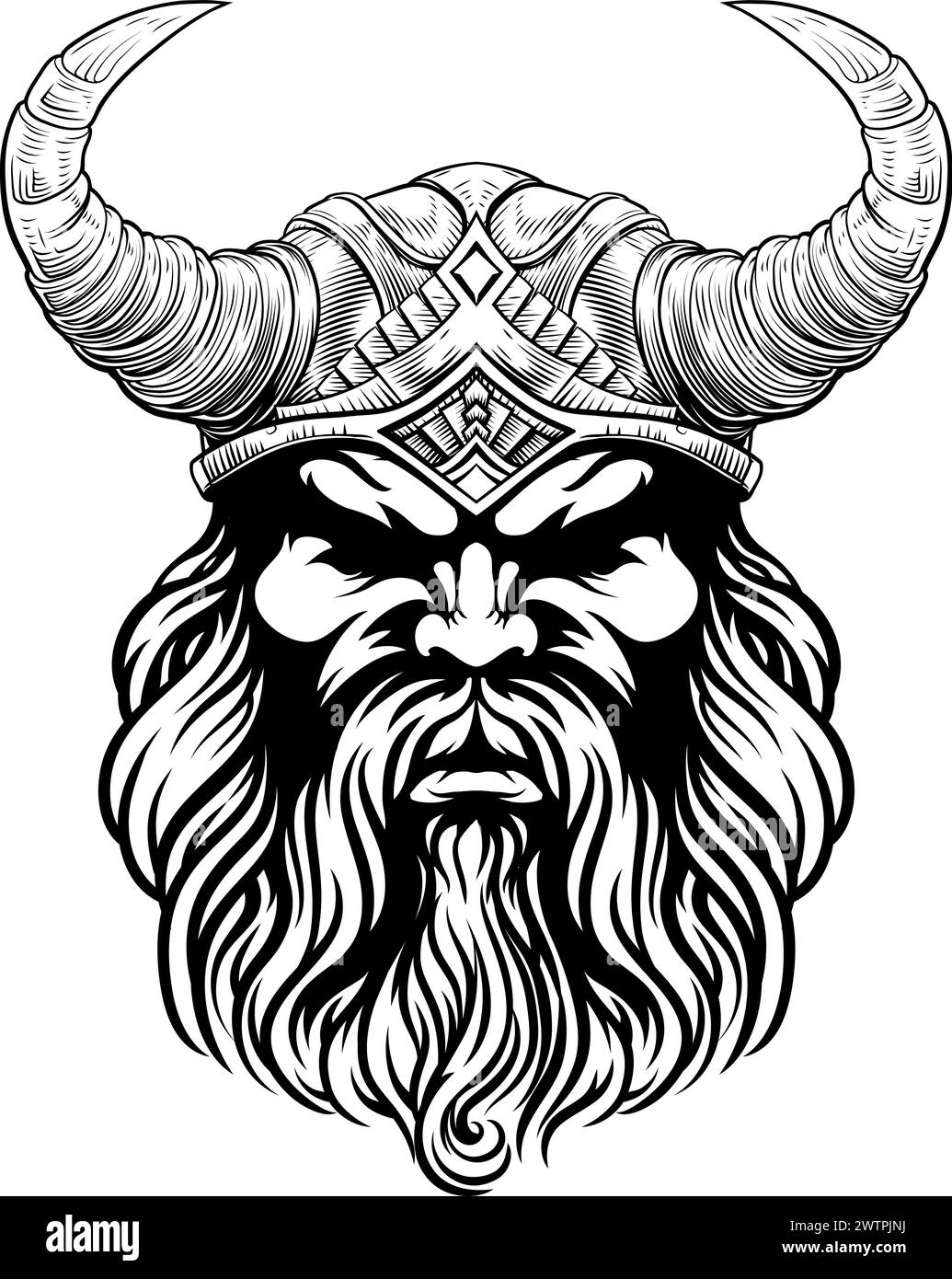 Viking Warrior Man Strong Mascot Face in Helmet Stock Vector Image ...