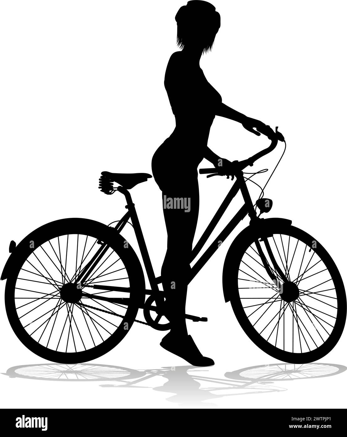 Girl riding bike in Stock Vector Images - Alamy