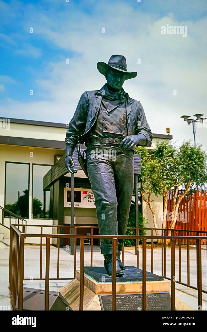 John Wayne statue in front of John Wayne Airport, Orange County, Los ...