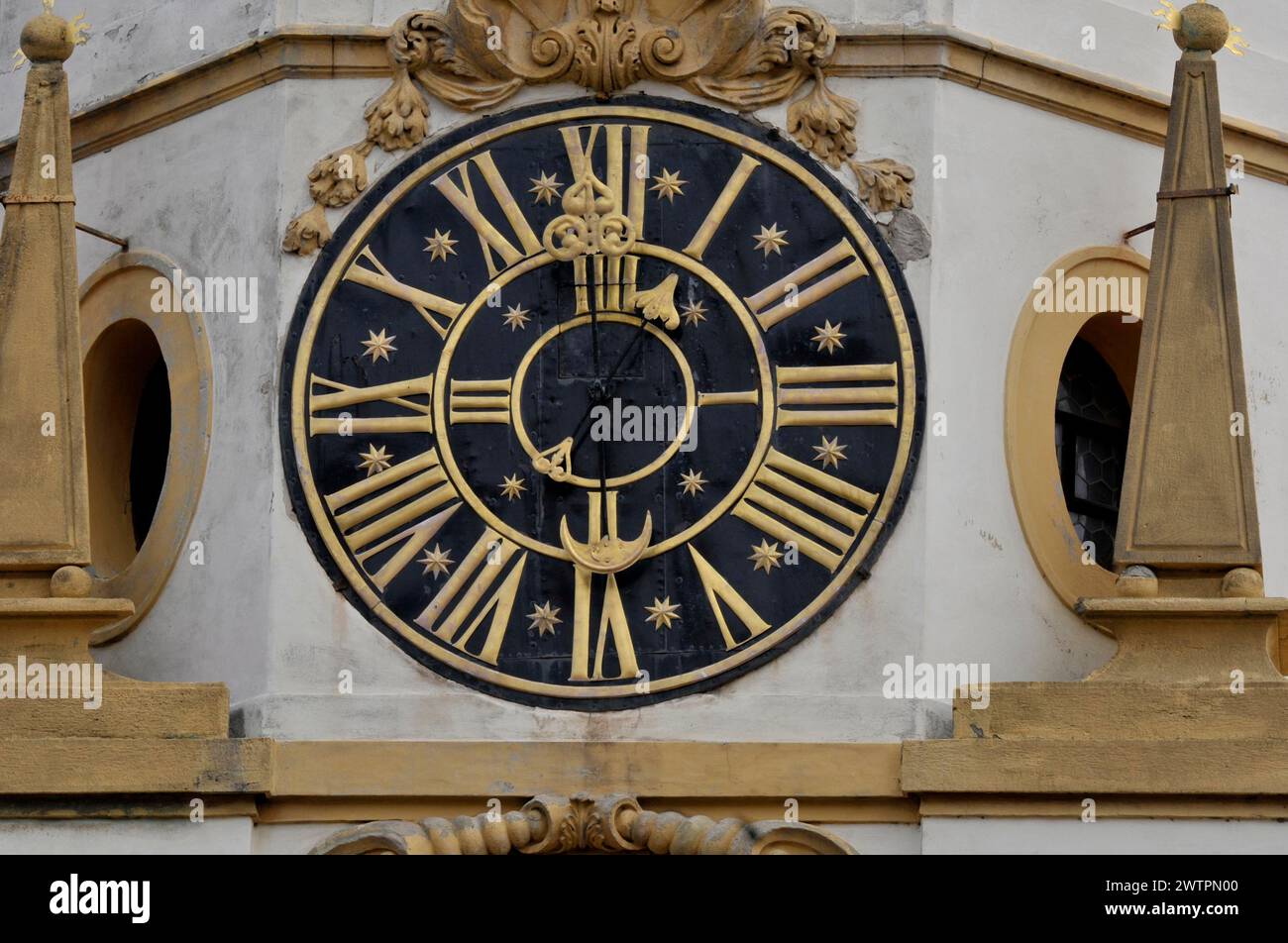 Church clock, prague Stock Photo - Alamy