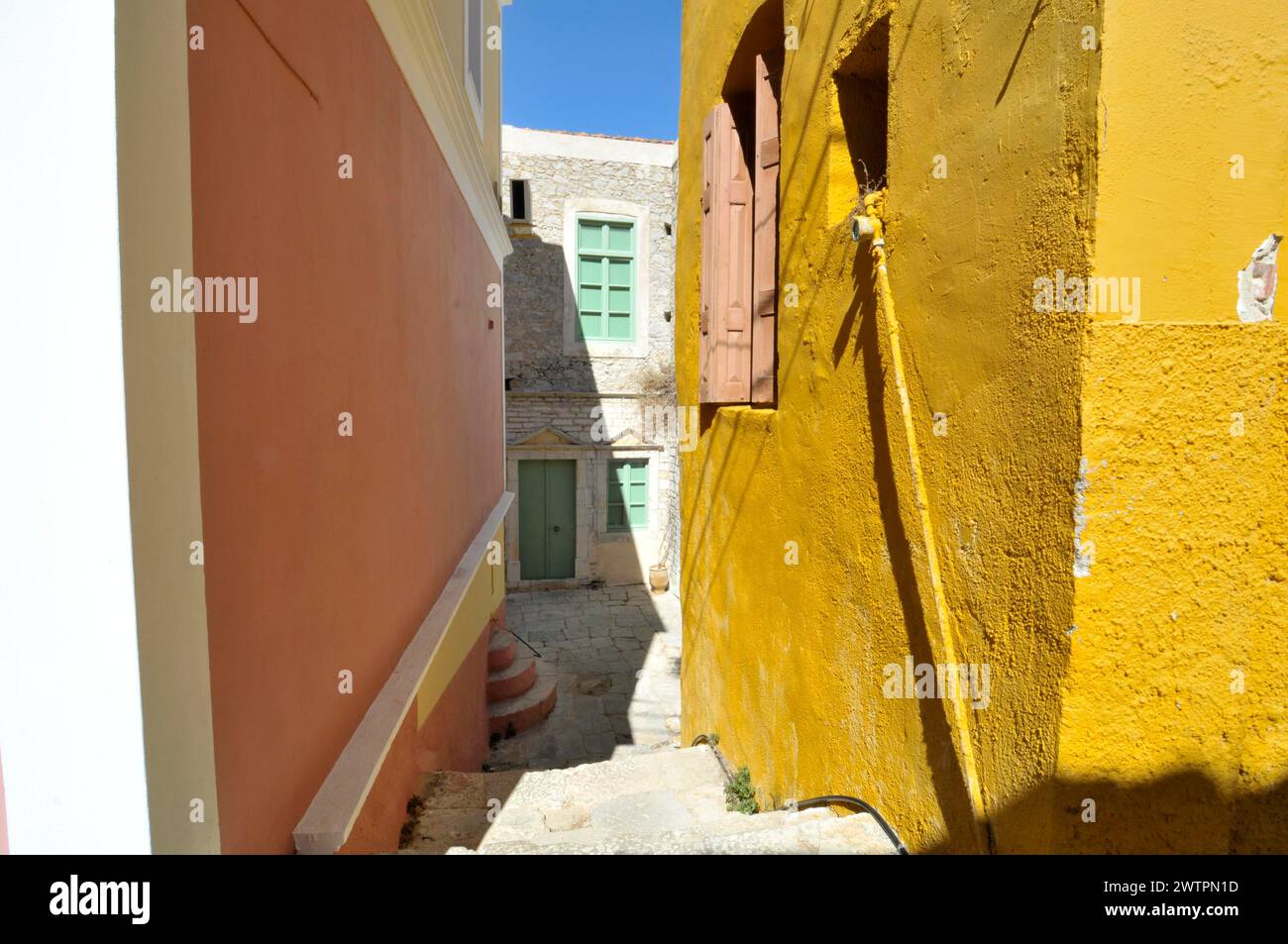Simi, island, alley view, greece Stock Photo - Alamy